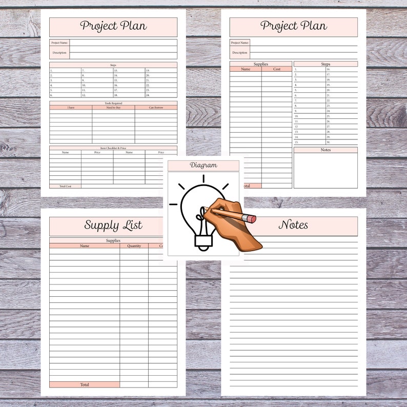 Project Planner Template, Editable PDF and Printable JPEG. Stay ...