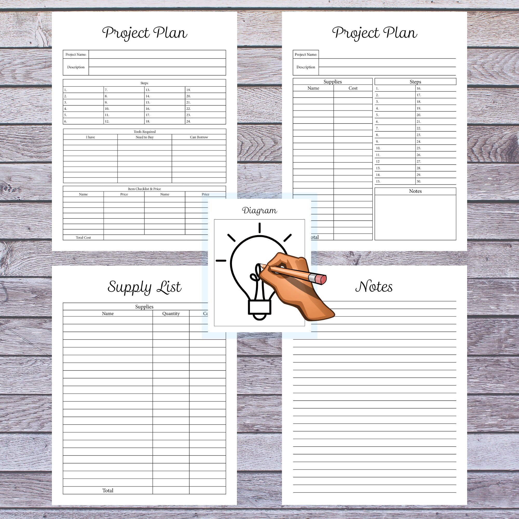 Project Planner Template, Editable PDF and Printable JPEG. Stay ...