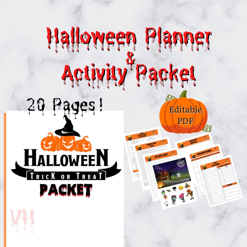 Halloween Horror Packet, Printable and Editable Bundle Ghost, Vampire ...