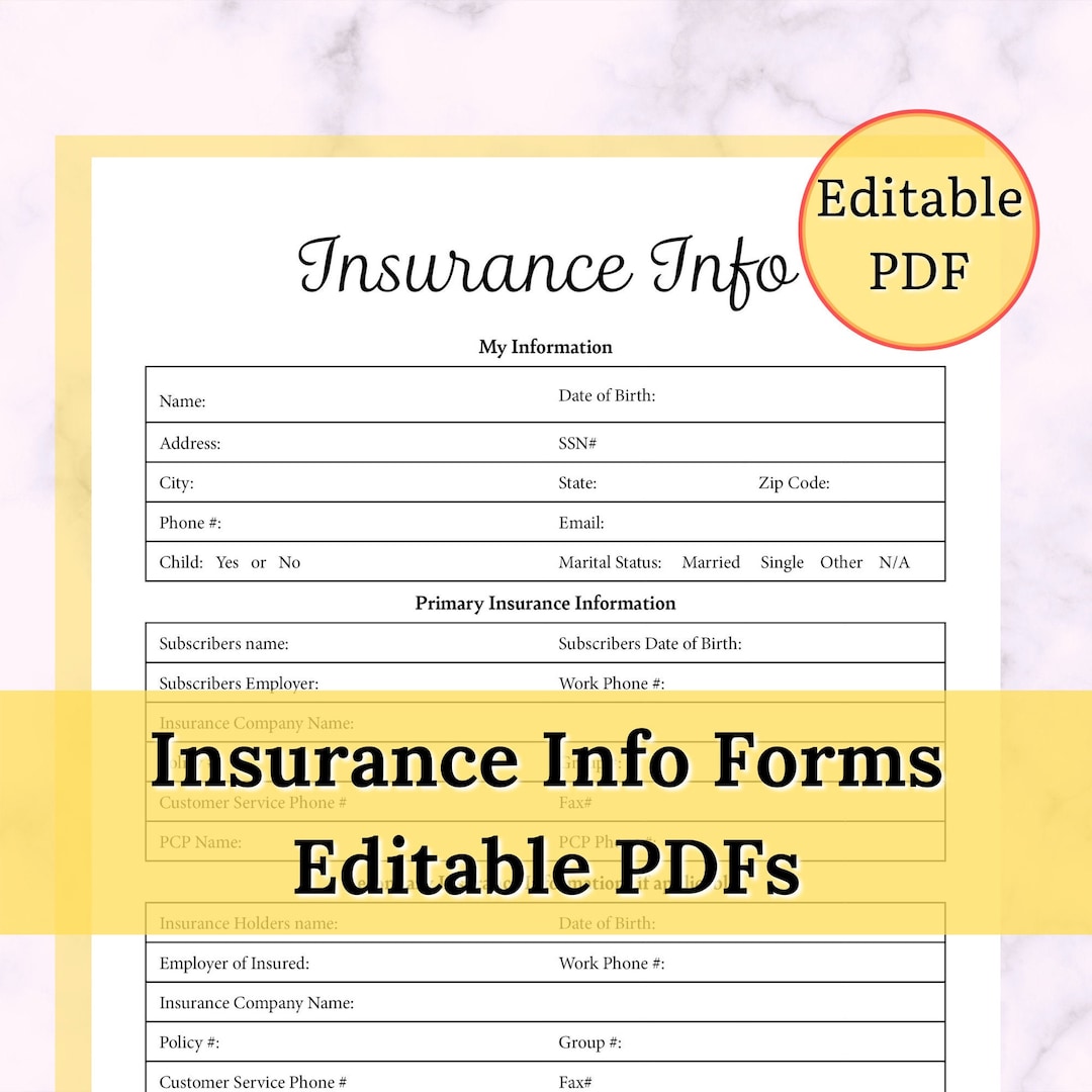 Editable Insurance Form, Medical History Made Easy (PDF Printable) - Etsy