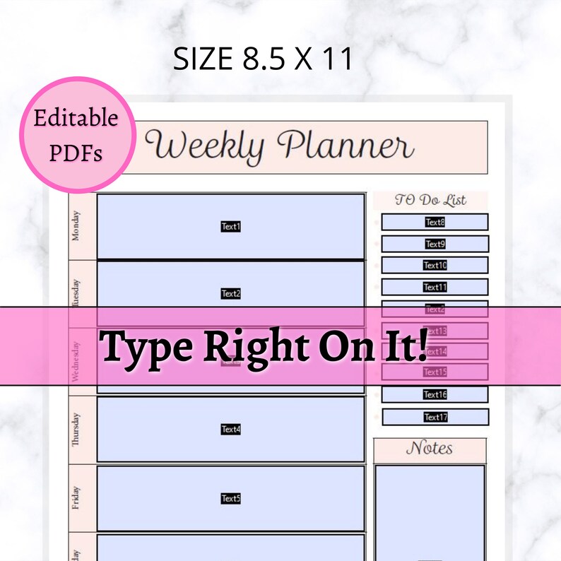 Daily and Weekly Planner Combo Pack Editable /printable Templates, JPG ...