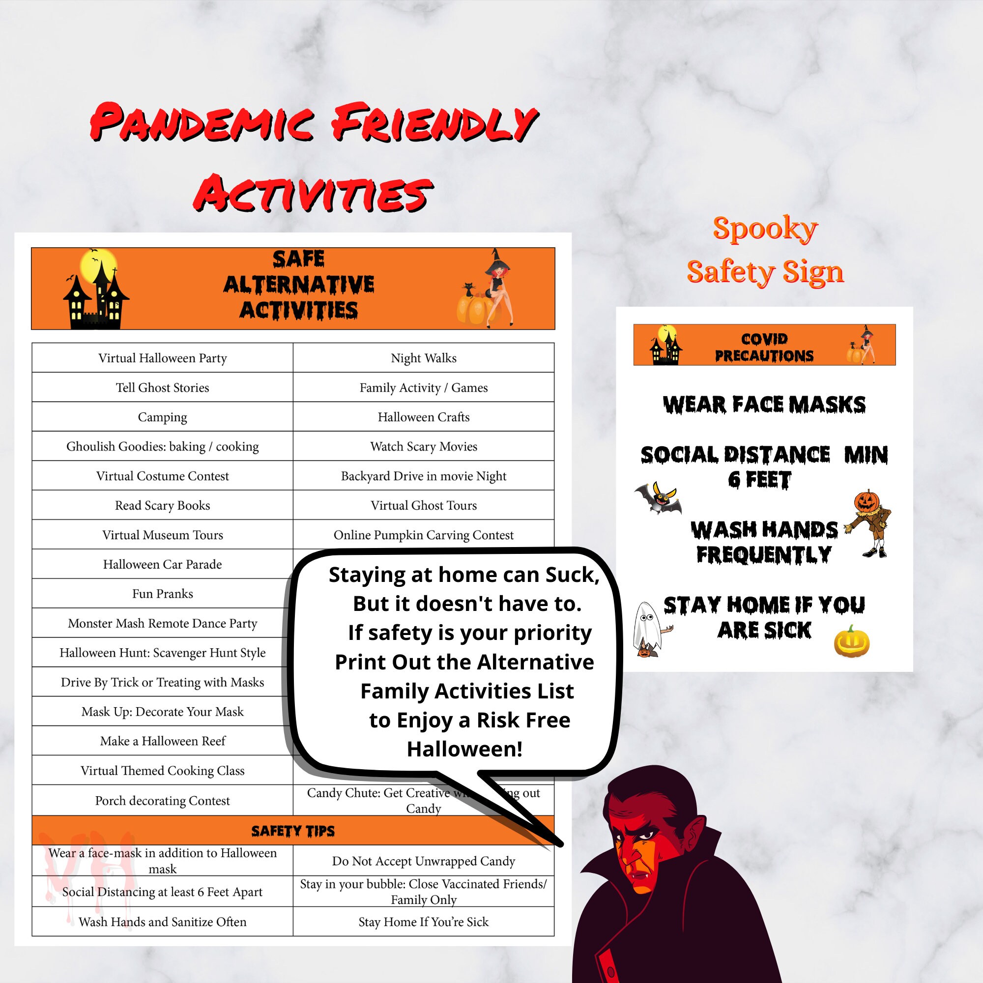 Halloween Horror Packet, Printable and Editable Bundle Ghost, Vampire ...