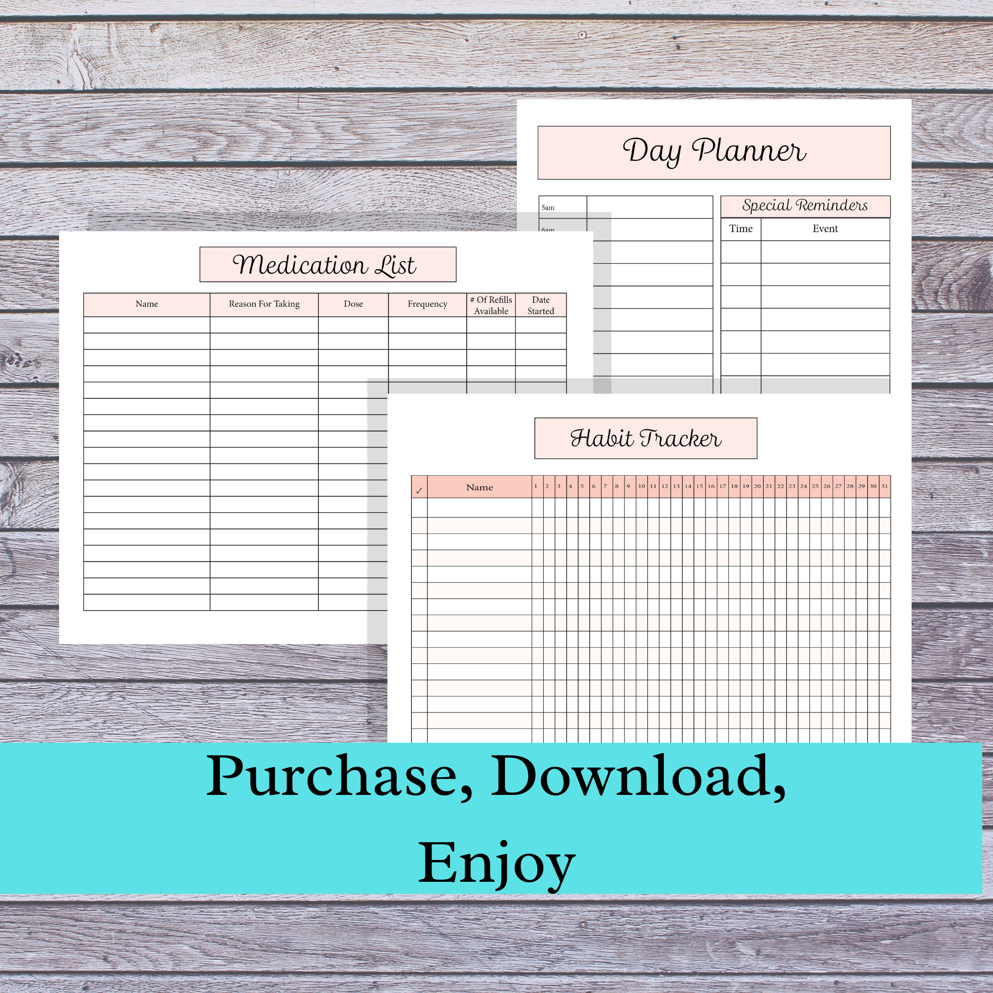 Productivity Printable Bundle, Complete Editable Packet, Templates to ...