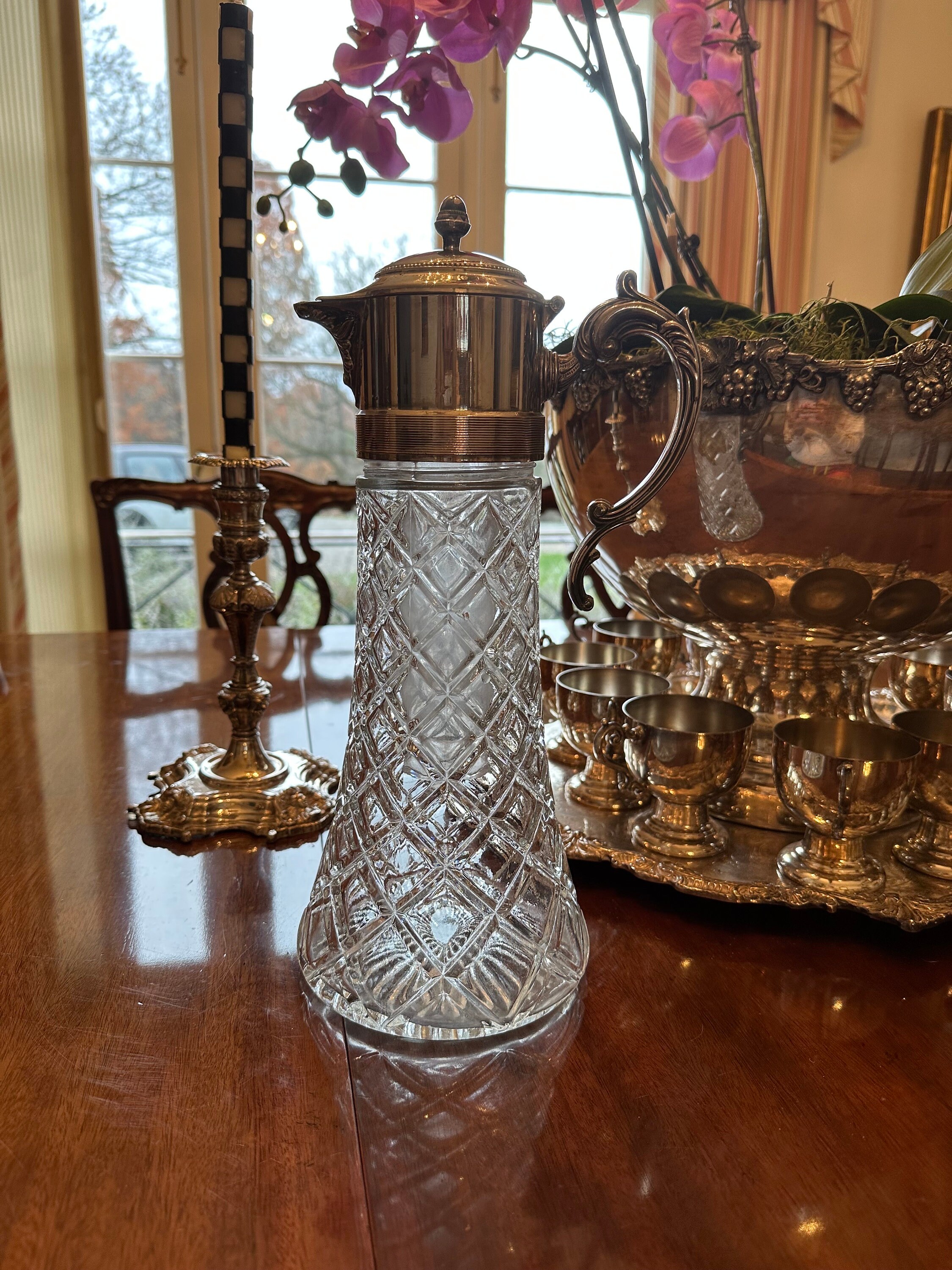 Vintage Glass Carafe With Silver Plated Lid and Handle - Etsy