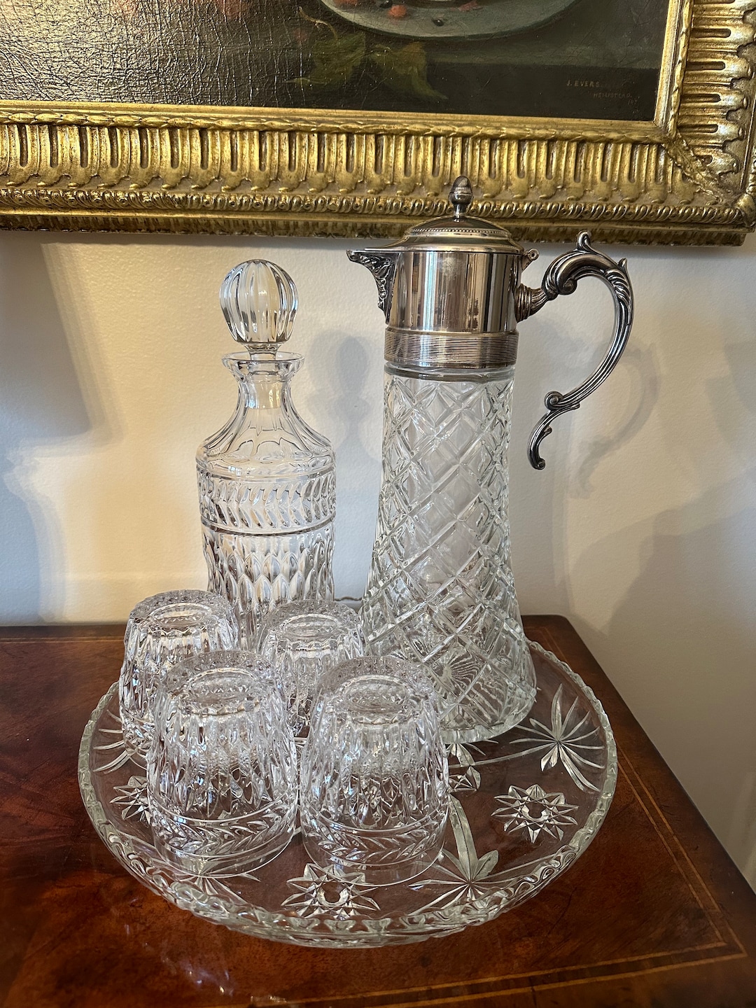 Vintage Glass Carafe With Silver Plated Lid and Handle - Etsy