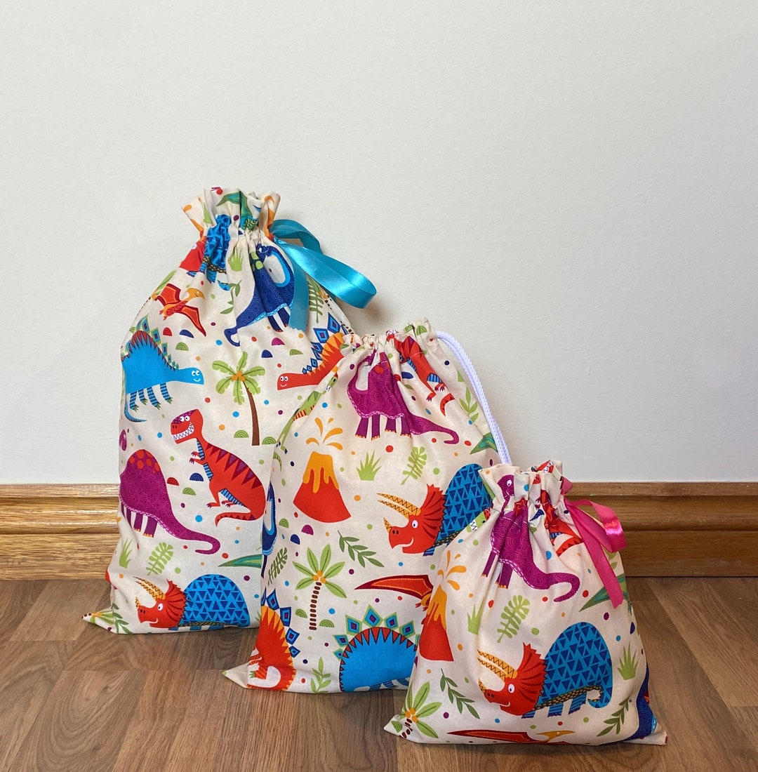 Dinosaur Fabric Gift Bag Fabric Gift Bag Dinosaur Gift Wrap Reusable ...