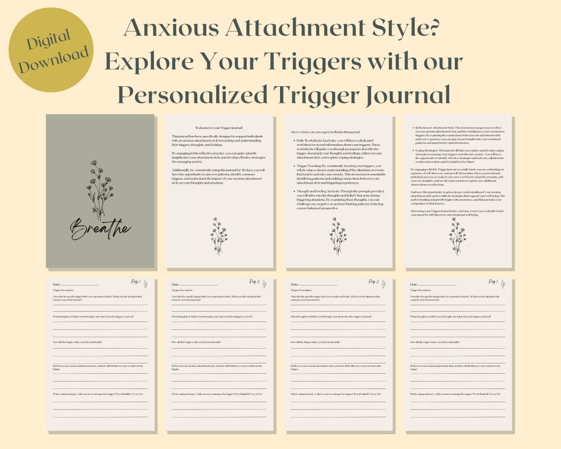 Trigger Tracking Journal for Unsecure Attachment Styles Journaling ...