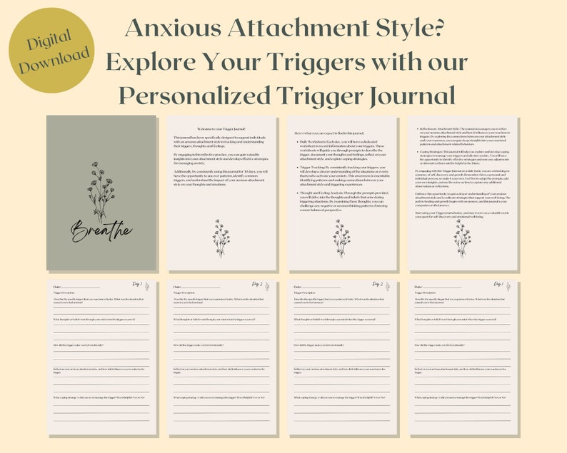Trigger Tracking Journal for Unsecure Attachment Styles Journaling ...