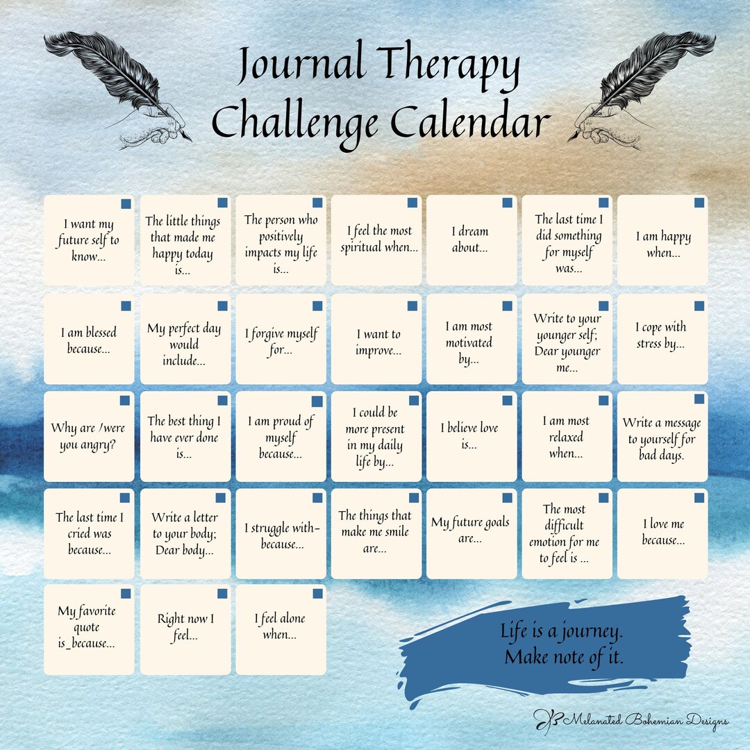 Journal Therapy Challenge Calendar Therapeutic Calming - Etsy