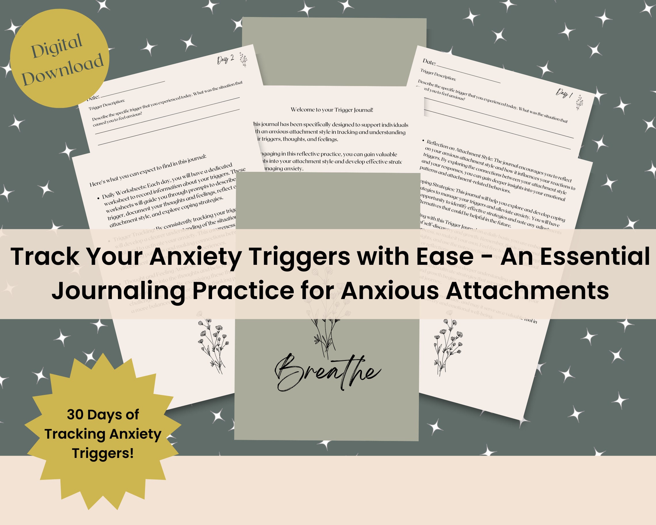 Trigger Tracking Journal for Unsecure Attachment Styles Journaling ...