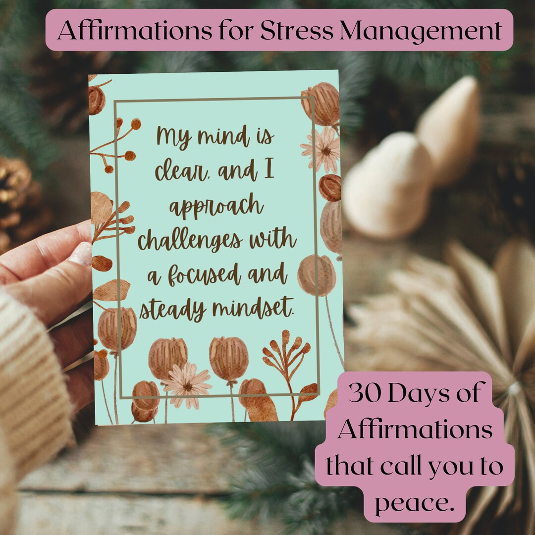 Stress Management Affirmation Cards Floral Design Stress Relief Cards ...