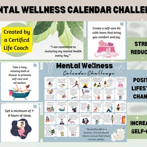 Mental Wellness Calendar Challenge Mental Health 31-day Calendar Mental ...