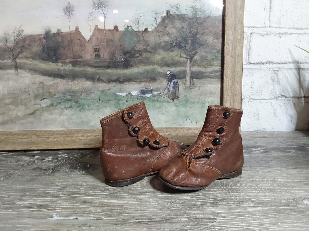 Antique Victorian Baby Booties, Unique Baby Booties, Brown Leather ...
