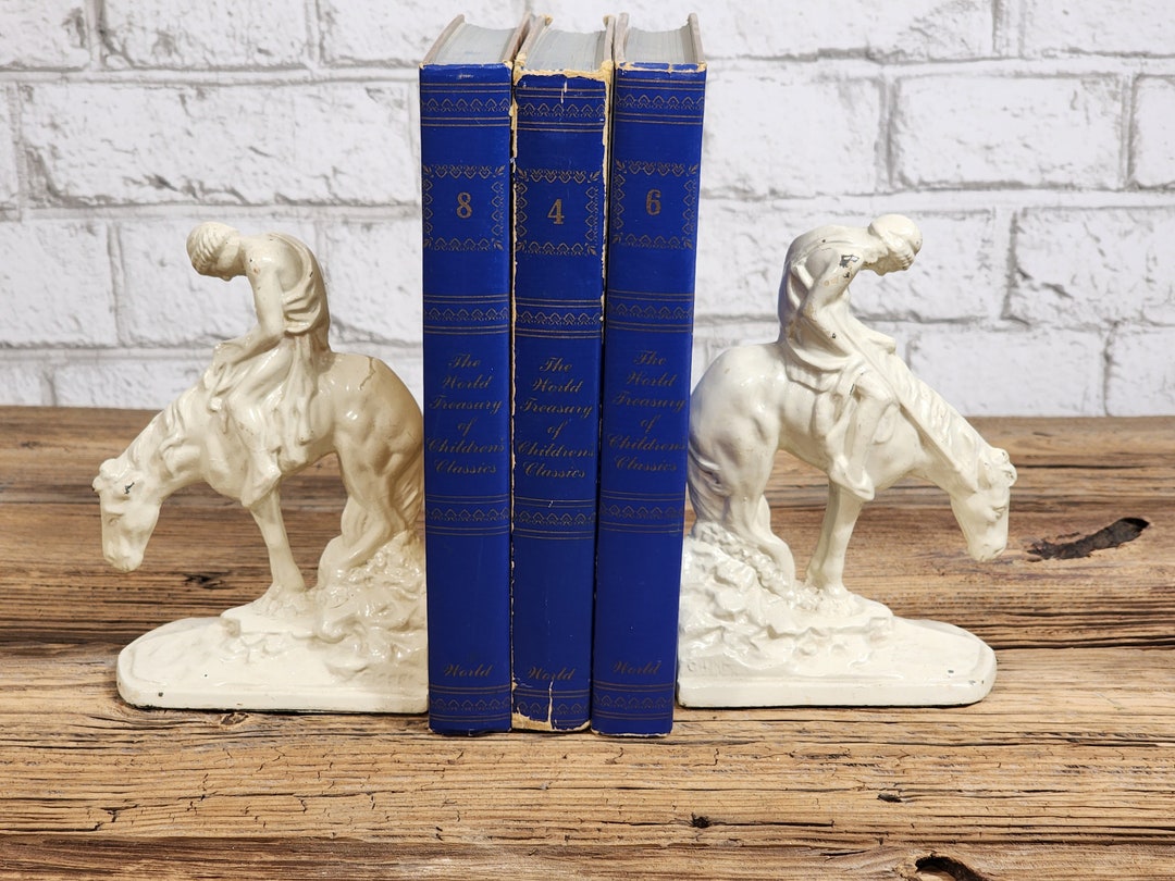 Antique Horse and Rider Cast Iron Bookends. End of the Trail Date ...