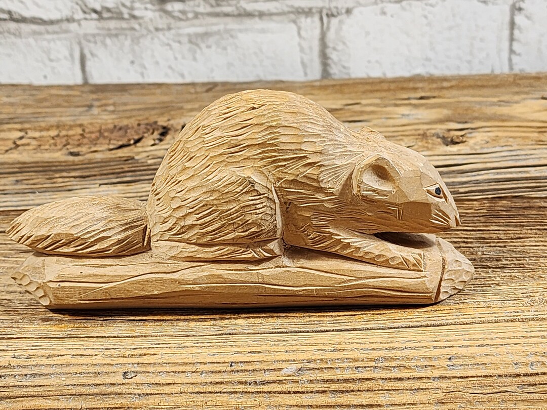 Carved Wood Beaver Unsigned Sourced in Québec Folk Art - Etsy