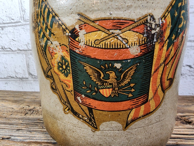 Antique Patriotic Stoneware Jug – Eagle & Drum Motif, 5th Regiment ...