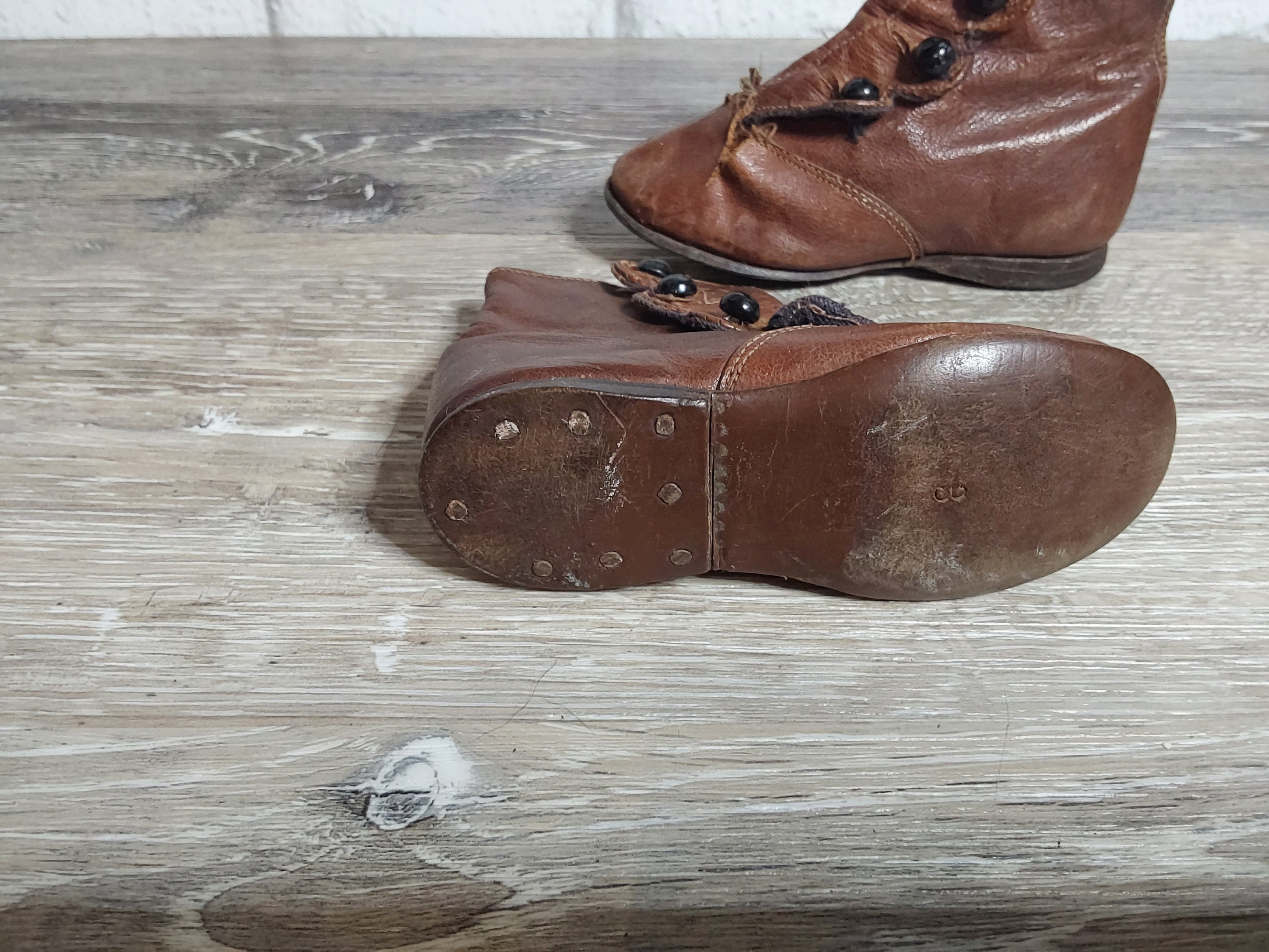 Antique Victorian Baby Booties, Unique Baby Booties, Brown Leather ...