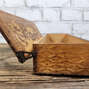 Antique Ladies Glove Box Flemish Art, Pyro Burned Wooden Box Circa 1913 ...