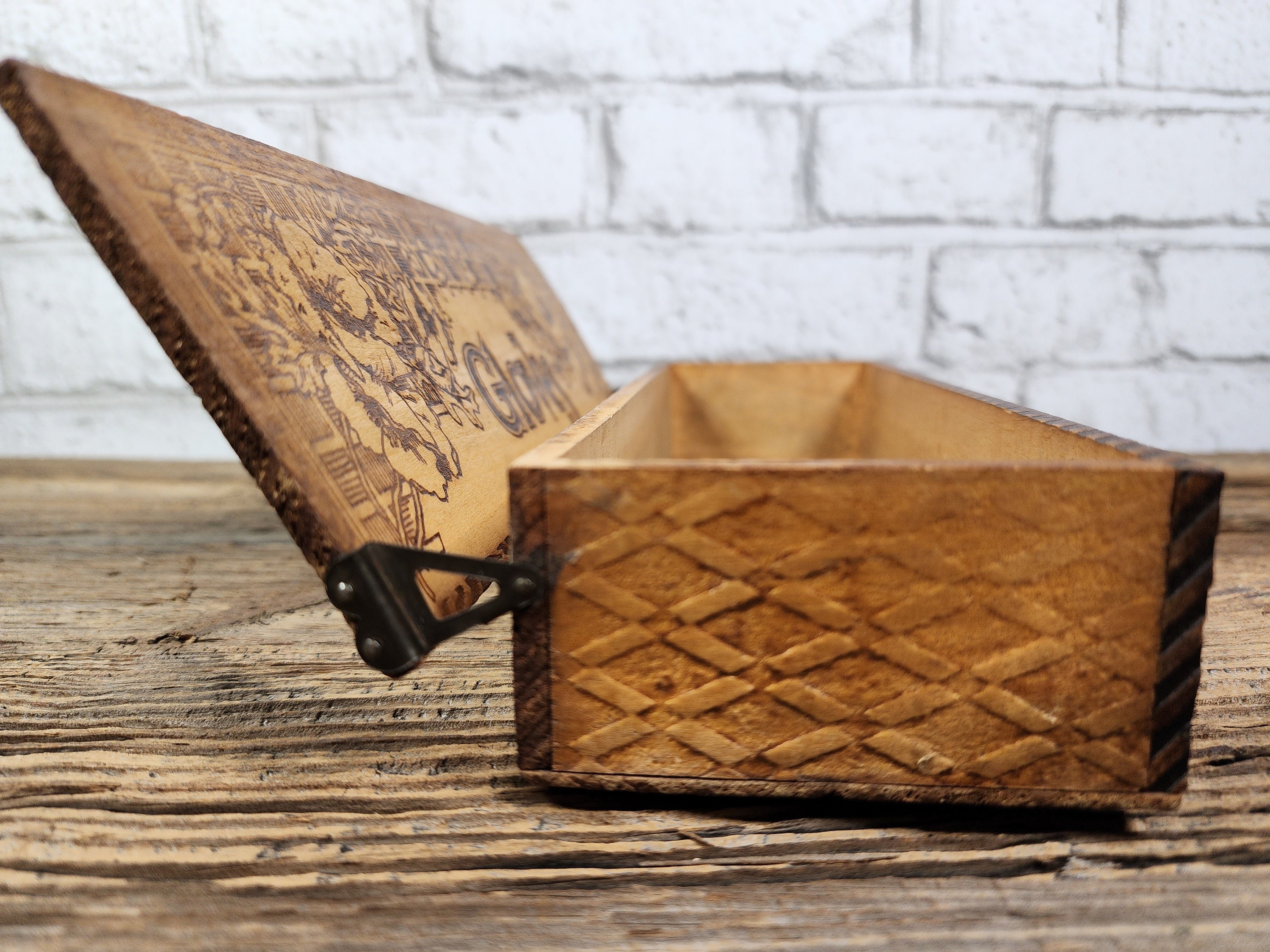 Antique Ladies Glove Box Flemish Art, Pyro Burned Wooden Box Circa 1913 ...