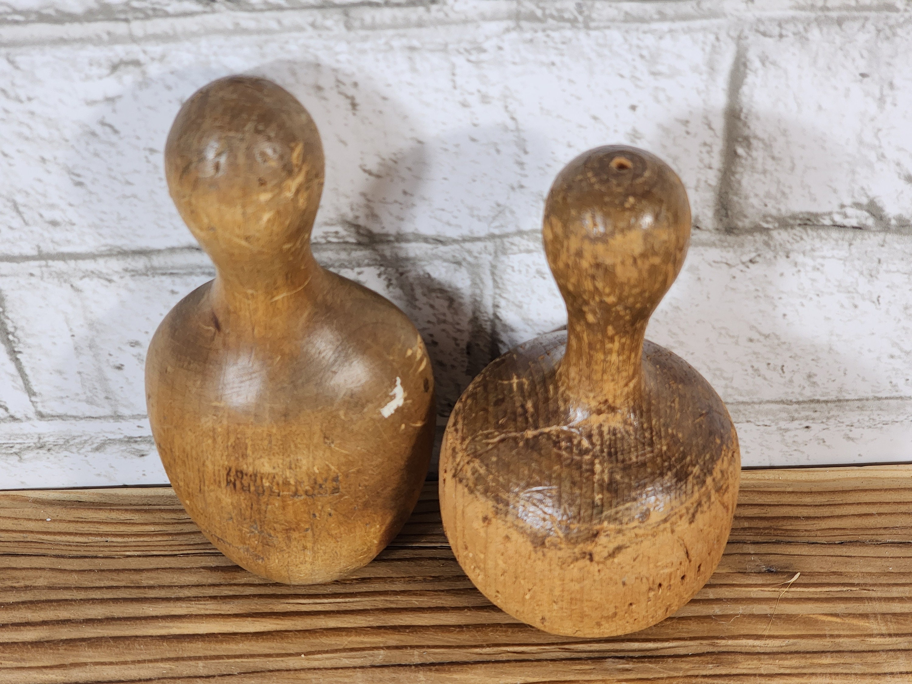 Antique Vintage Wooden Darning Eggs - Set of 2, Foot Form and Round for ...