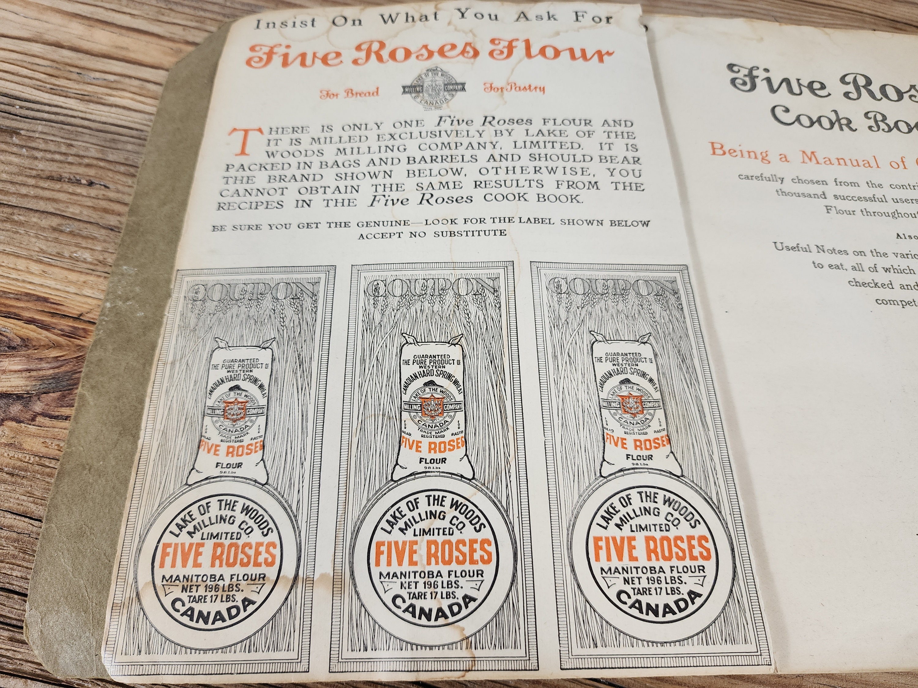 Antique 1915 Five Roses Cook Book Lake of the Woods Milling, Canada ...