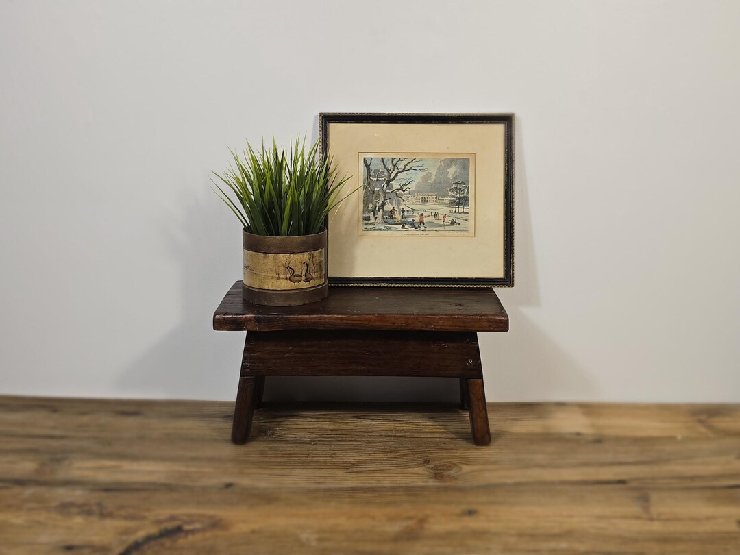 Antique Primitive Stool, 1800s Rustic Wood Footstool, Hand Forged ...