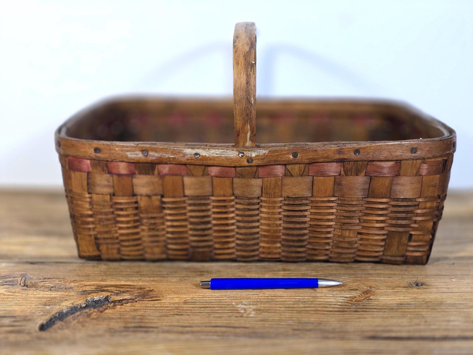 Antique Ash Splint Market Basket – Late 1800s New England Farmhouse ...