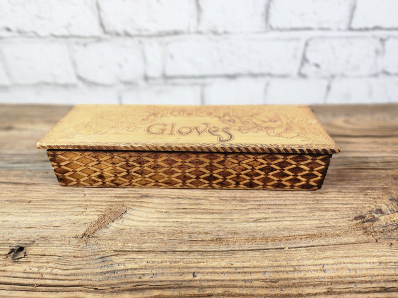 Antique Ladies Glove Box Flemish Art Pyro Burned Wooden Box - Etsy