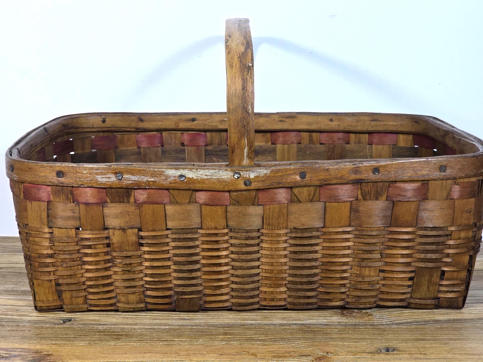 Antique Ash Splint Market Basket – Late 1800s New England Farmhouse ...