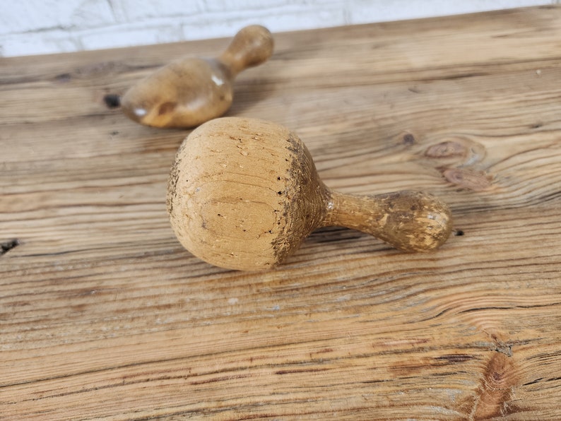 Antique Vintage Wooden Darning Eggs - Set of 2, Foot Form and Round for ...