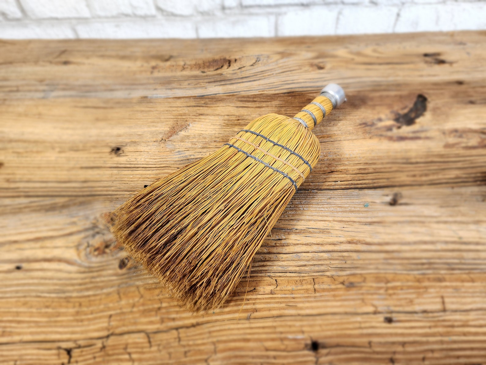 Primitive Antique Farmhouse Straw Hand Broom - Vintage Whisk Broom ...