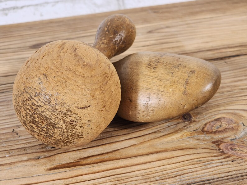 Antique Vintage Wooden Darning Eggs - Set of 2, Foot Form and Round for ...