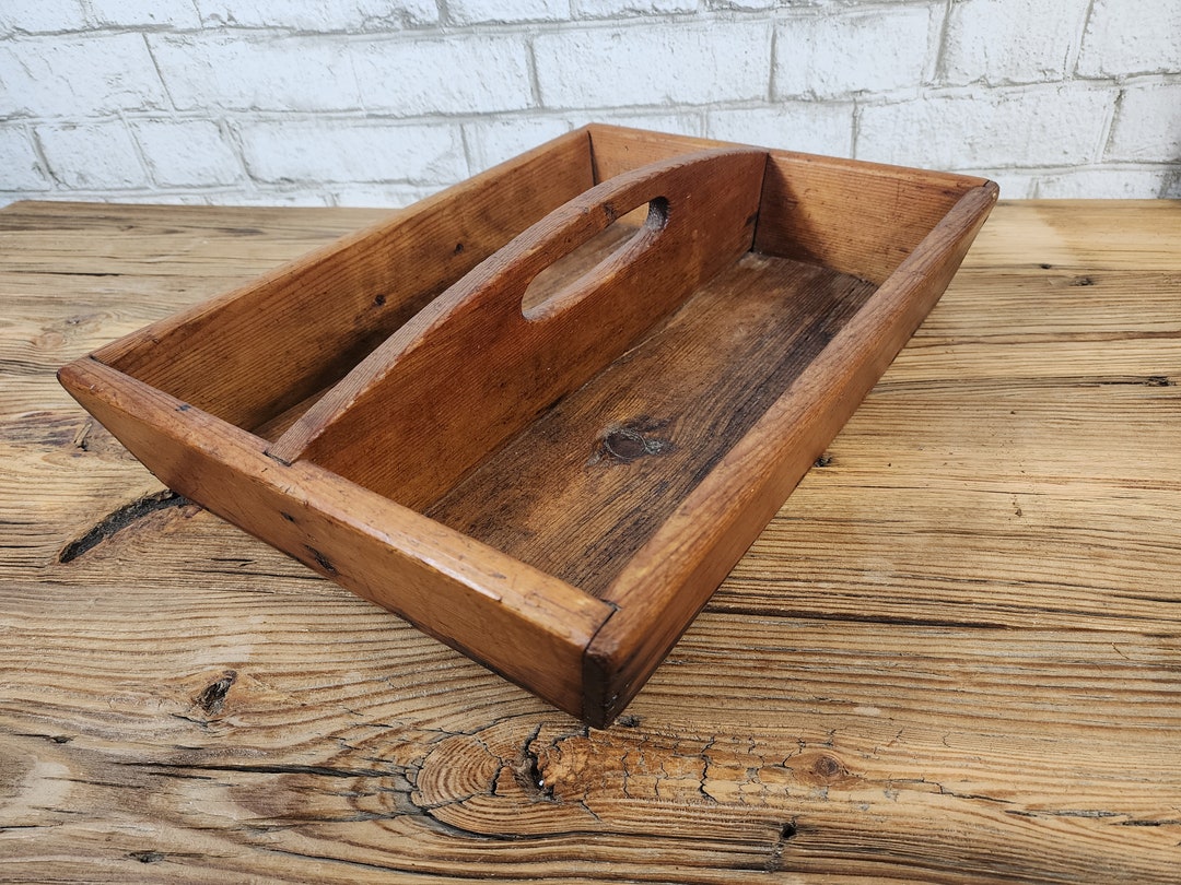 Antique Primitive Treenware Cutlery Tray | Hand Forged Nails | Mid ...