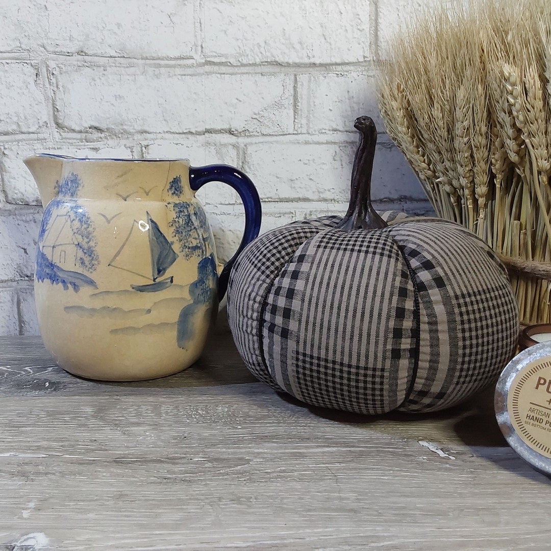 Antique Earth Ware Jug, Pitcher, Hand Painted Cobalt Blue, With ...