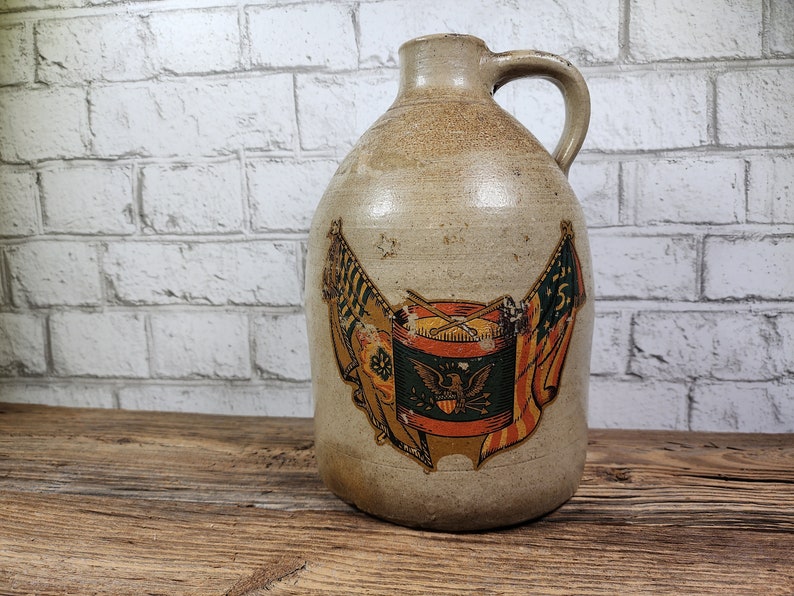 Antique Patriotic Stoneware Jug – Eagle & Drum Motif, 5th Regiment ...