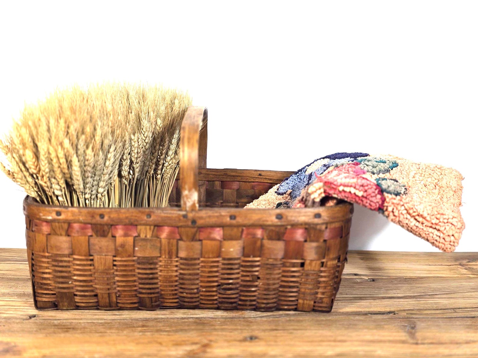 Antique Ash Splint Market Basket – Late 1800s New England Farmhouse ...