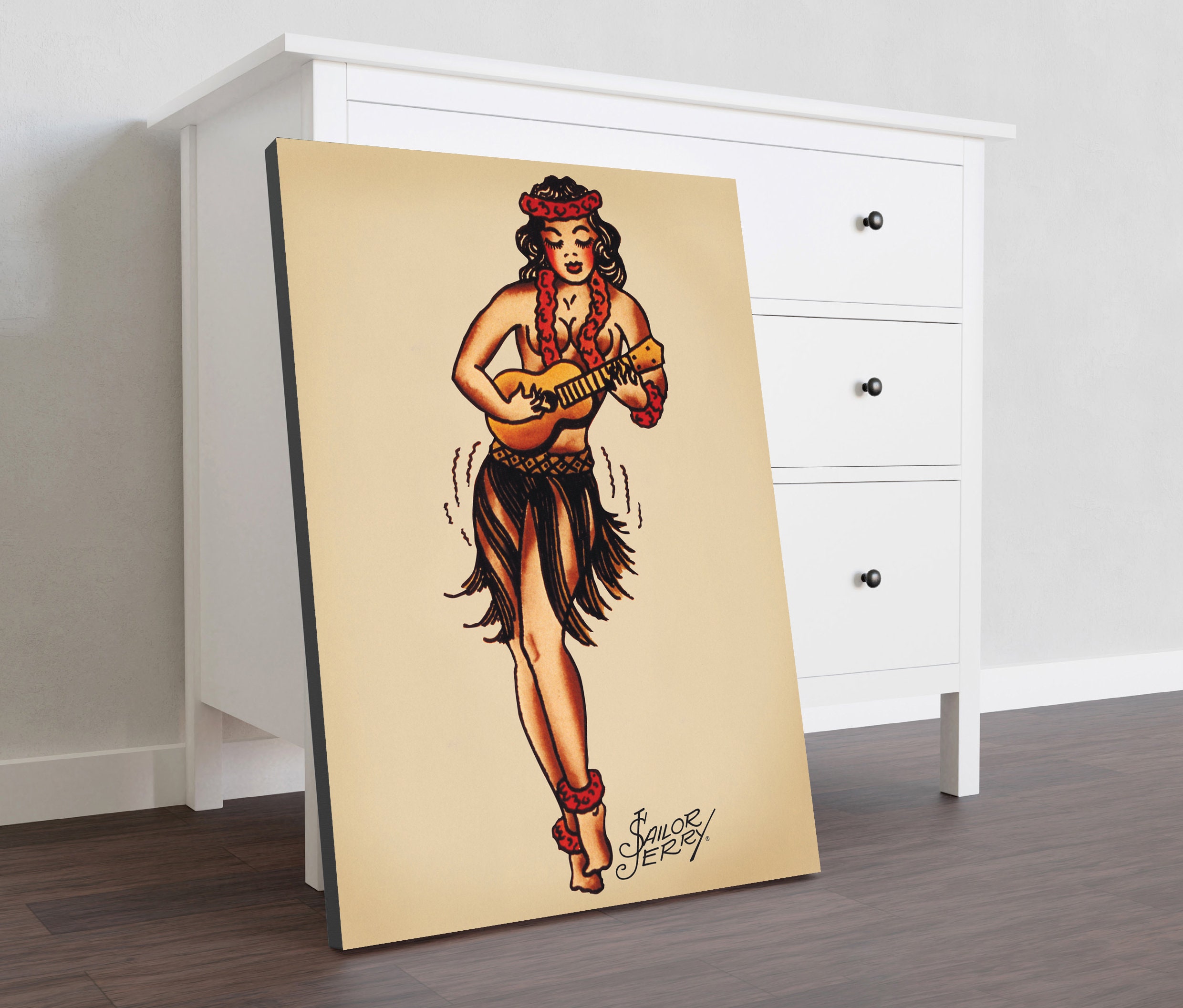 Sailor Jerry Aloha Vintage Pin Up Girl Art Large CANVAS Print | Etsy