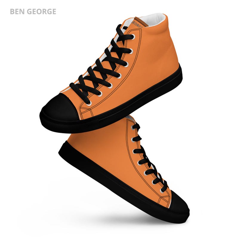 Ben George Men’s High Top Canvas Shoes - Classic Orange - Etsy
