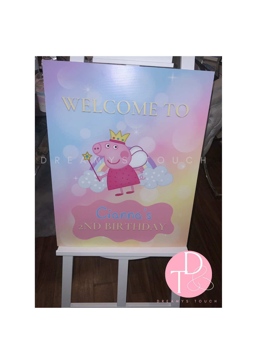 Peppa Pig Welcome Sign A2 Peppa Pastel Welcome Sign Easel Birthday Sign ...
