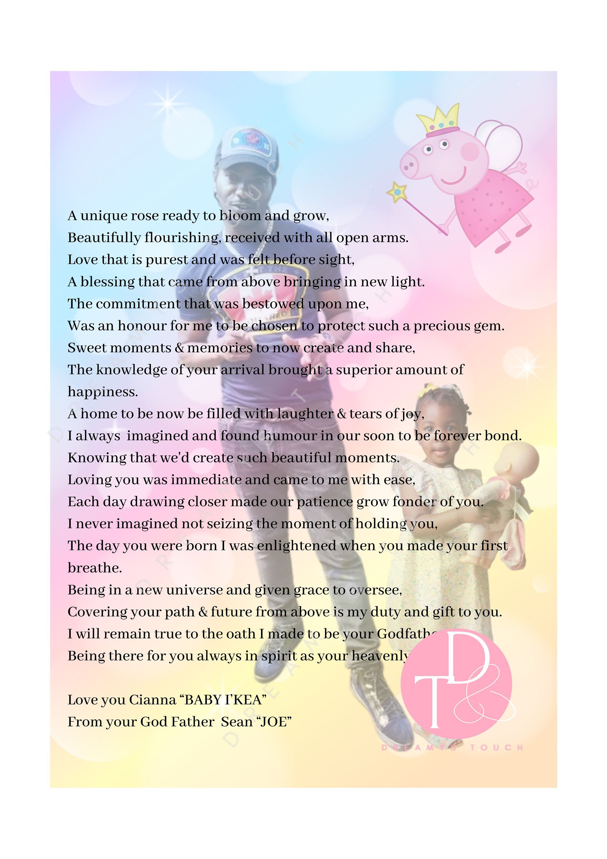 A4 Sentimental Poem | Peppa Pastel Design | Heartfelt Poem | Poetry - Etsy