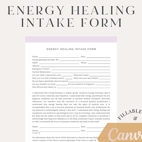 Printable Reiki Client Intake Form - Etsy