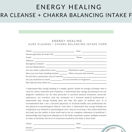 Energy Healing Aura Cleanse Chakra Balancing Intake Form - Etsy