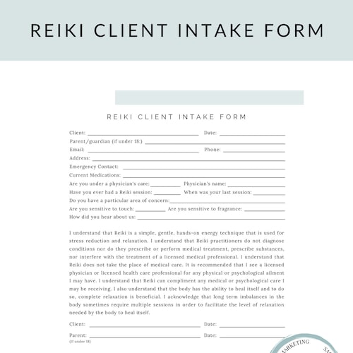 Printable Reiki Client Intake Form - Etsy