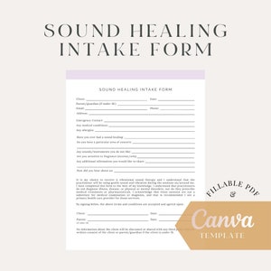 Sound Healing Intake Form - Vibrational Sound Healing PDF Intake Form ...