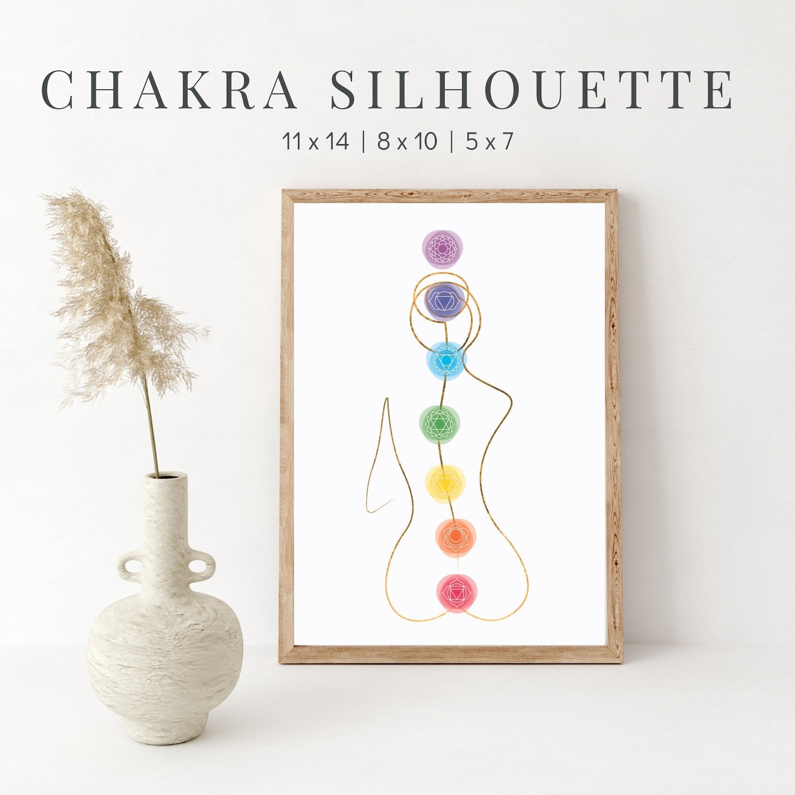 Chakra Printable Art - Chakra Woman Silhouette Print - Etsy