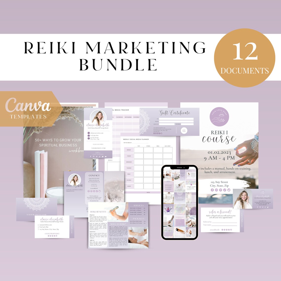 Reiki Marketing Bundle - Canva - Etsy