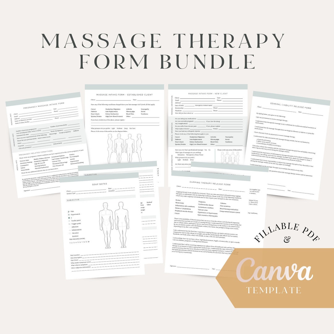 Massage Therapy Business Form Bundle, Massage Therapy Intake Forms ...