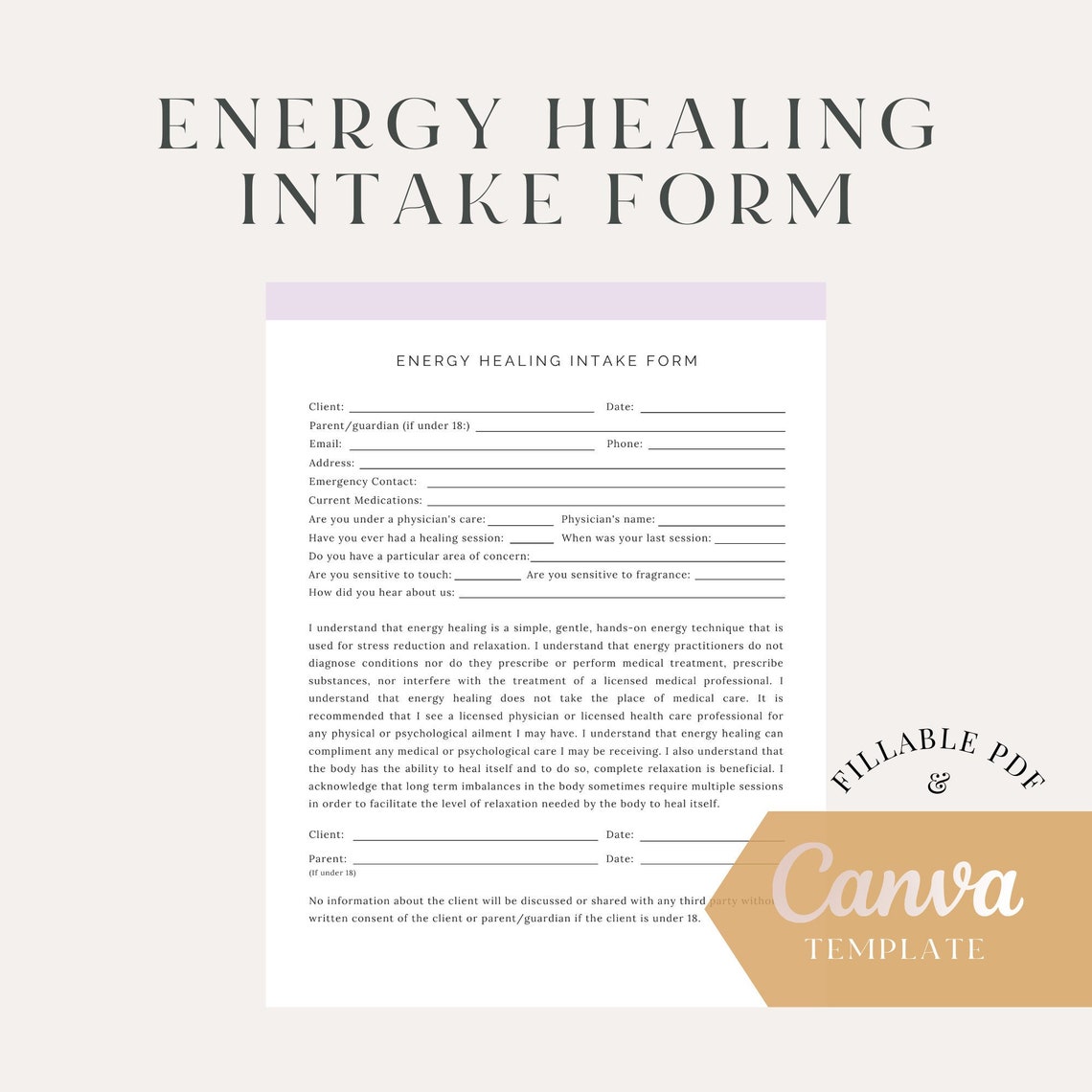 Energy Healing Client Intake Form - Etsy