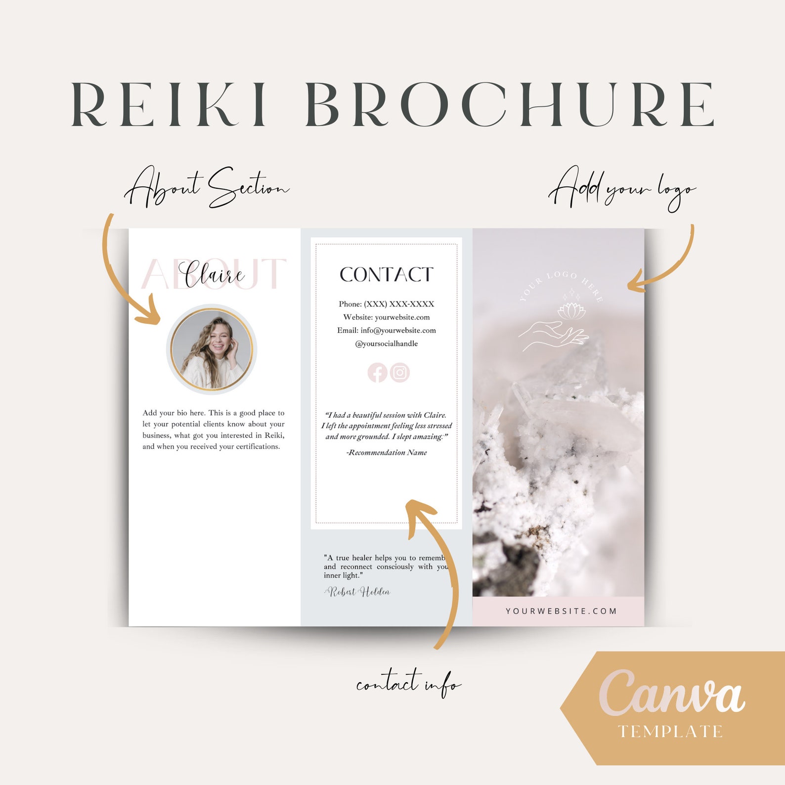 Reiki Brochure Light and Airy - Canva Reiki Brochure - Etsy