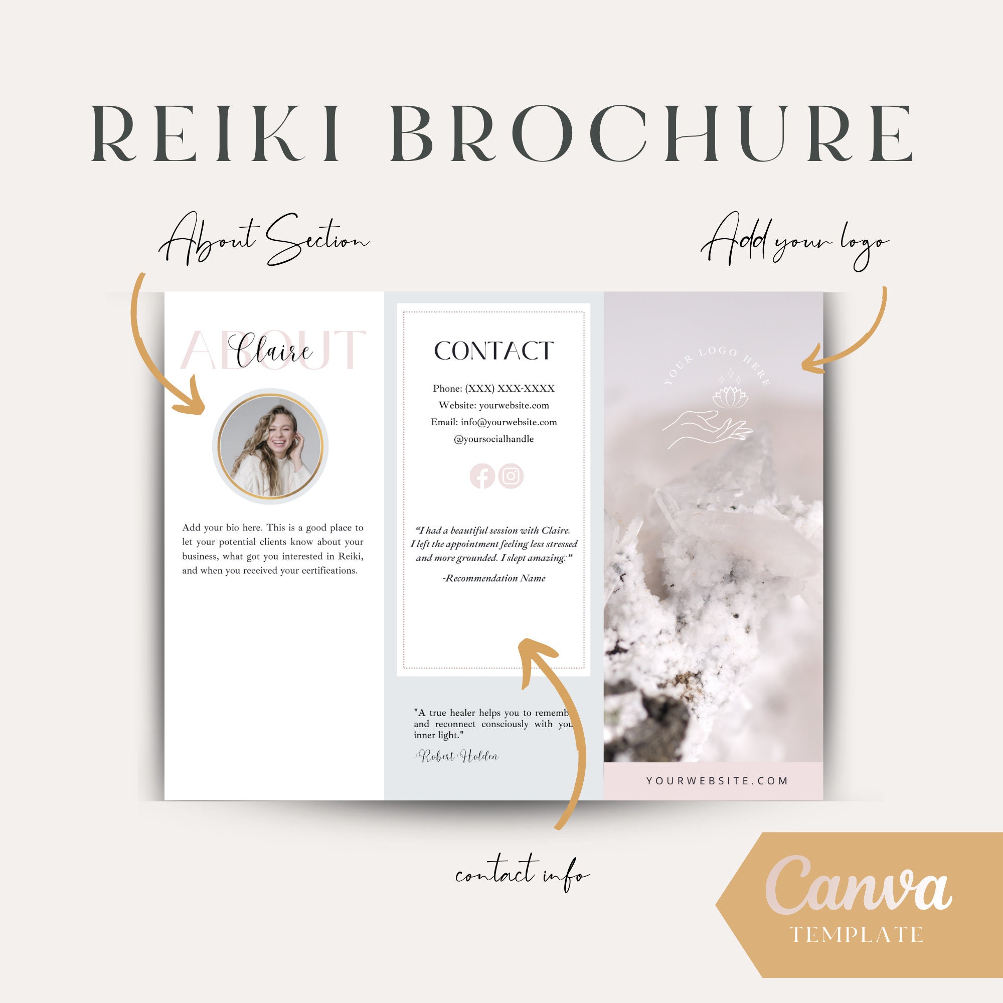 Reiki Brochure Light and Airy - Canva Reiki Brochure - Etsy